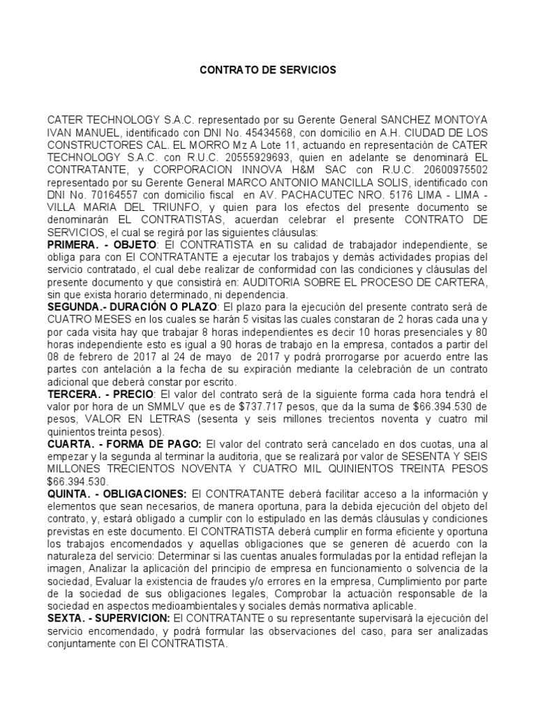 Carta De Prestacion De Servicios Pdf 2846