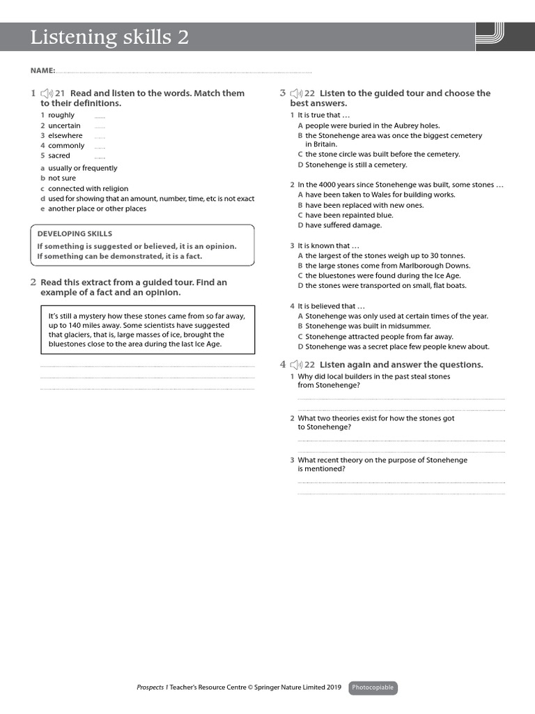 FP1 Listening Skills 2 | PDF | Stonehenge