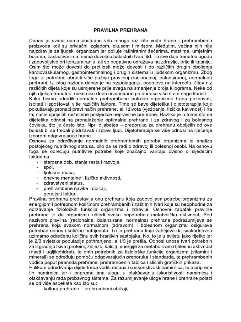 Pravilna Prehrana - 22112022 | PDF