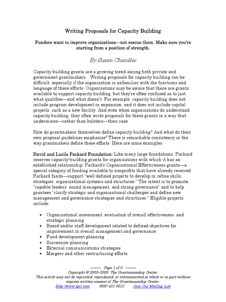 Writing Proposals For Capacity Building | PDF | Capacity Building