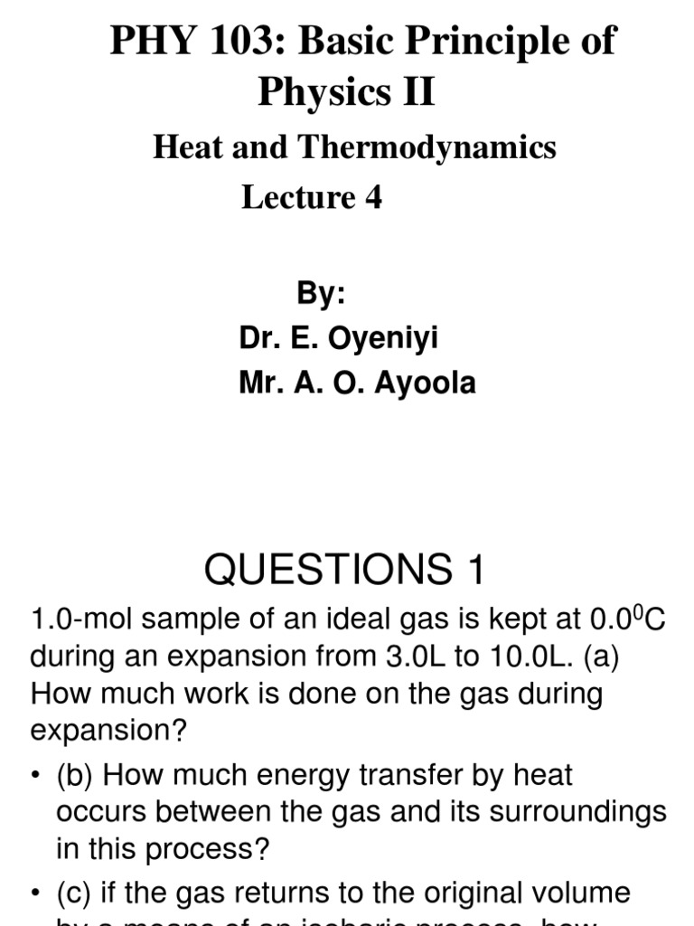 PHY 103 Lecture 4 | PDF | Gases | Collision