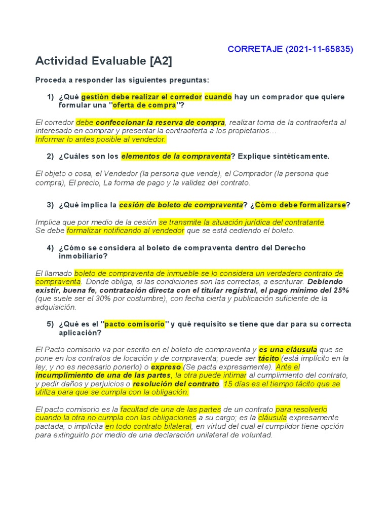 Actividad Evaluable en Compraventa Inmobiliaria | PDF | Mercado ...