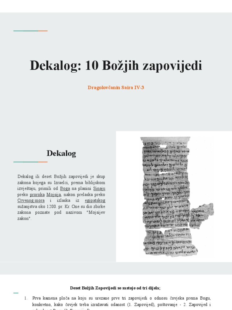 Dekalog - 10 Božjih Zapovijedi | PDF