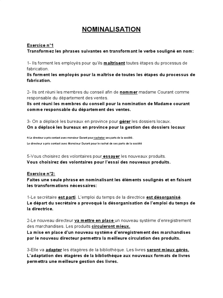 LA NOMINALISATION 2019 Correction | PDF | Affaires