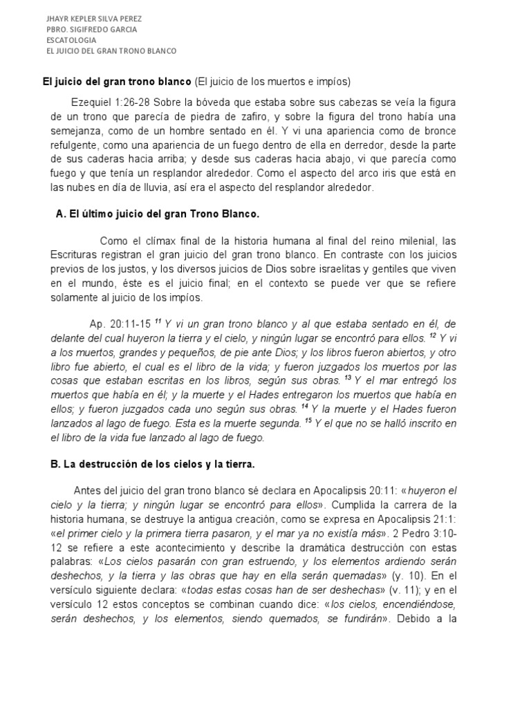 El Juicio Del Gran Trono Blanco JKSP | PDF | Jesús | Escatología