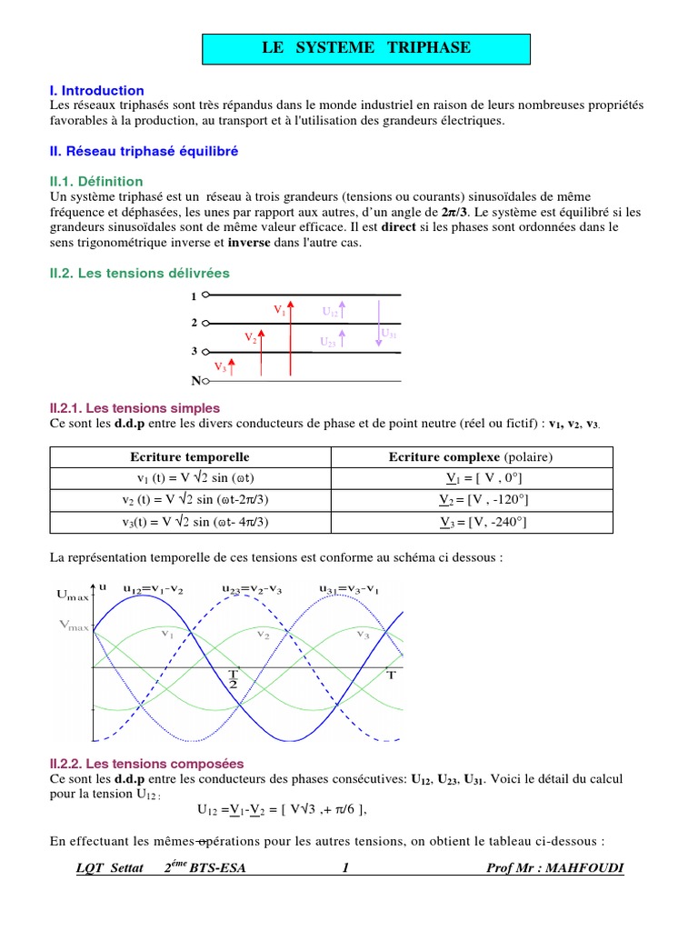 Cours Systeme Triphase | PDF | Puissance (physique) | Condensateur