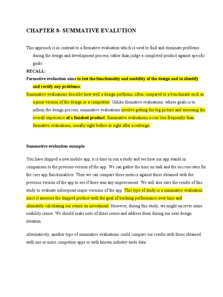 Chapter 8-Summative Evalution | PDF | Usability | Evaluation