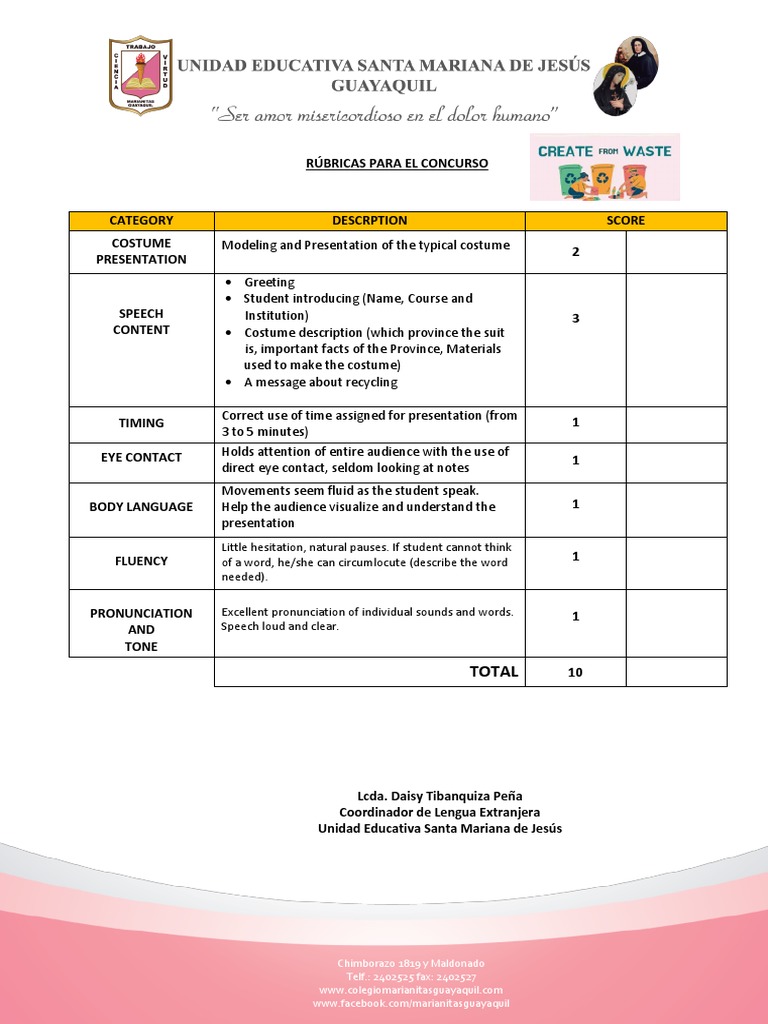 ♦RUBRICAS PARA EL CONCURSO | PDF