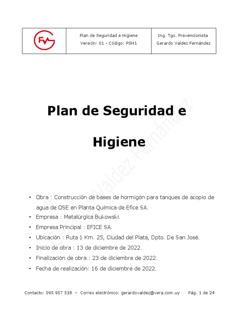 PSH - GVF - EFICE - Obra Bases de Hormigón Tanques de Agua de OSE | PDF