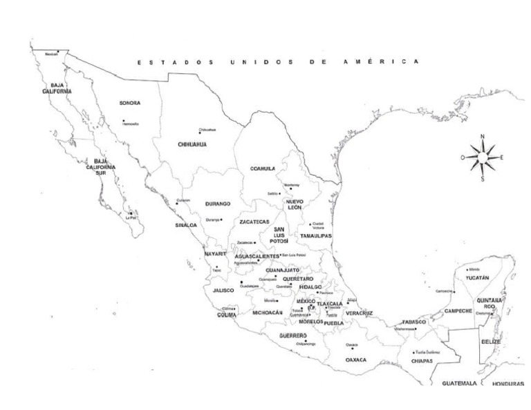 mapa de mexico con estados y capitales | PDF