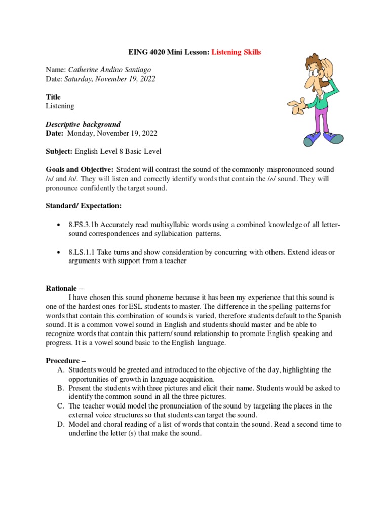 Mini Lesson Listening 3 Pdf English Language Applied Linguistics