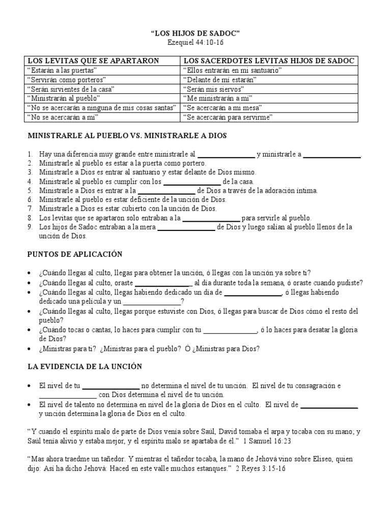 Los Hijos de Sadoc y su Ministerio | PDF | Religión y espiritualidad