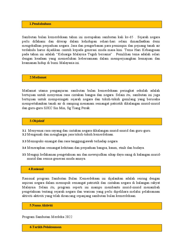 Kertas Kerja Sambutan Kemerdekaan 2022 | PDF | Seni