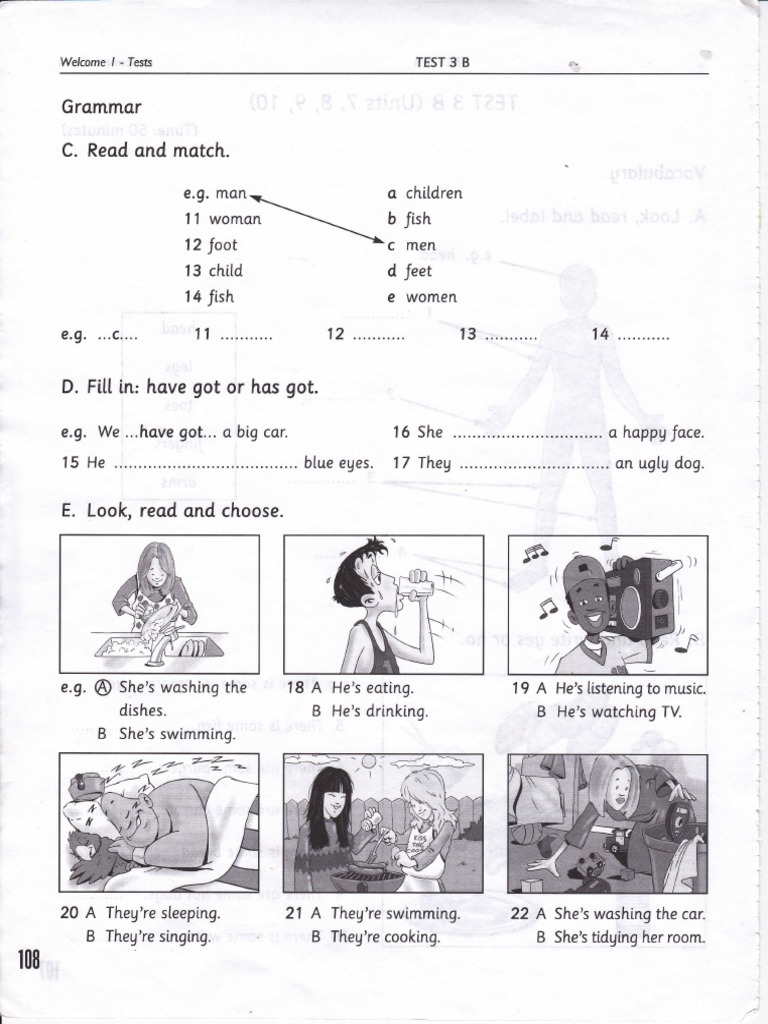 Welcome 1 Test 3 A and B | PDF