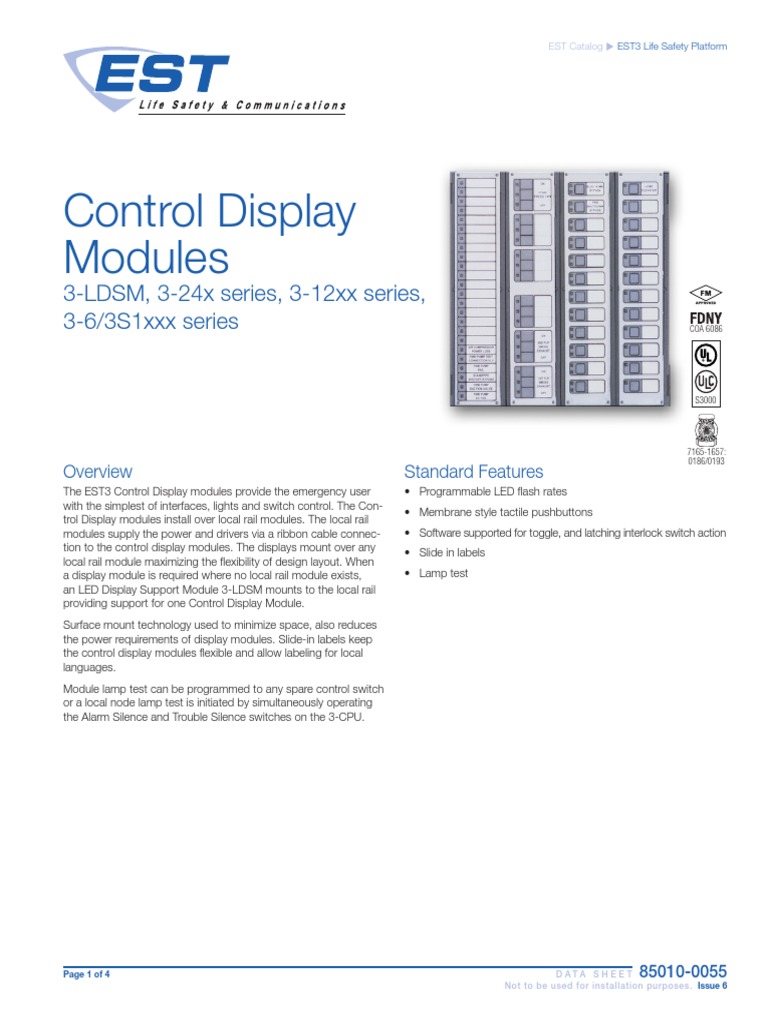 EST Control Display Modules Data Sheet | Download Free PDF | Light ...