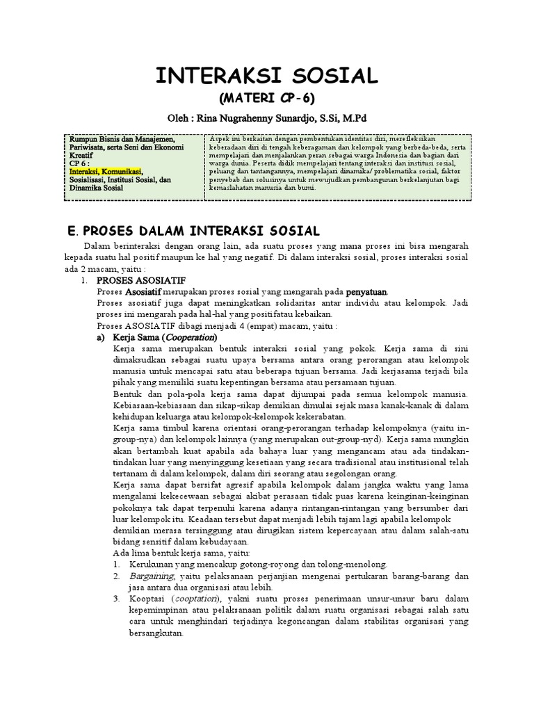 CP.6 - Ke.1.b - Proses Interaksi Sosial | PDF