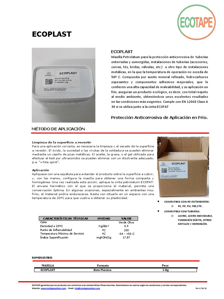 ECOPLAST-ficha-tecnica | PDF | Acero | Sustancias químicas