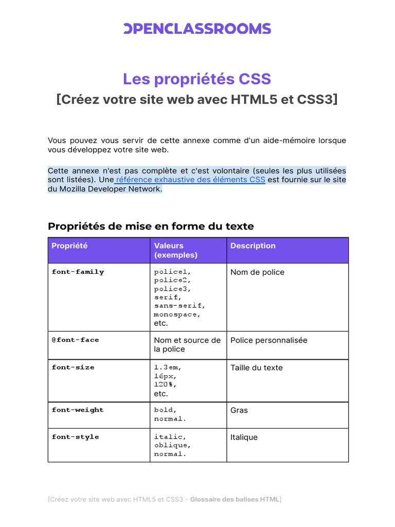 Glossaire Des Propriétés CSS | PDF | HTML5 | Html