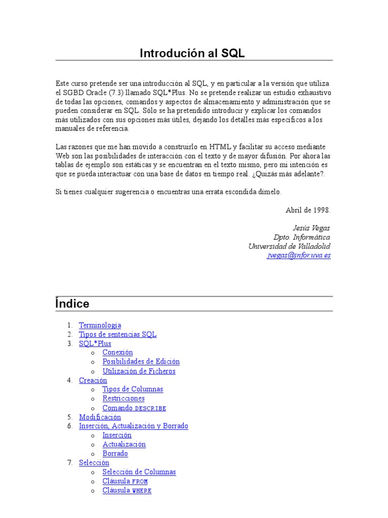 Introduccion A Sistemas ORACLE | PDF