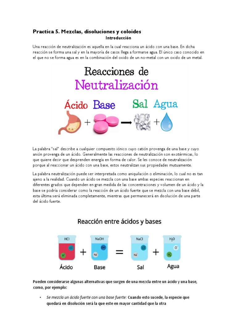 Practica 5. Mezclas, Disoluciones y Coloides | PDF | Ph | Valoración
