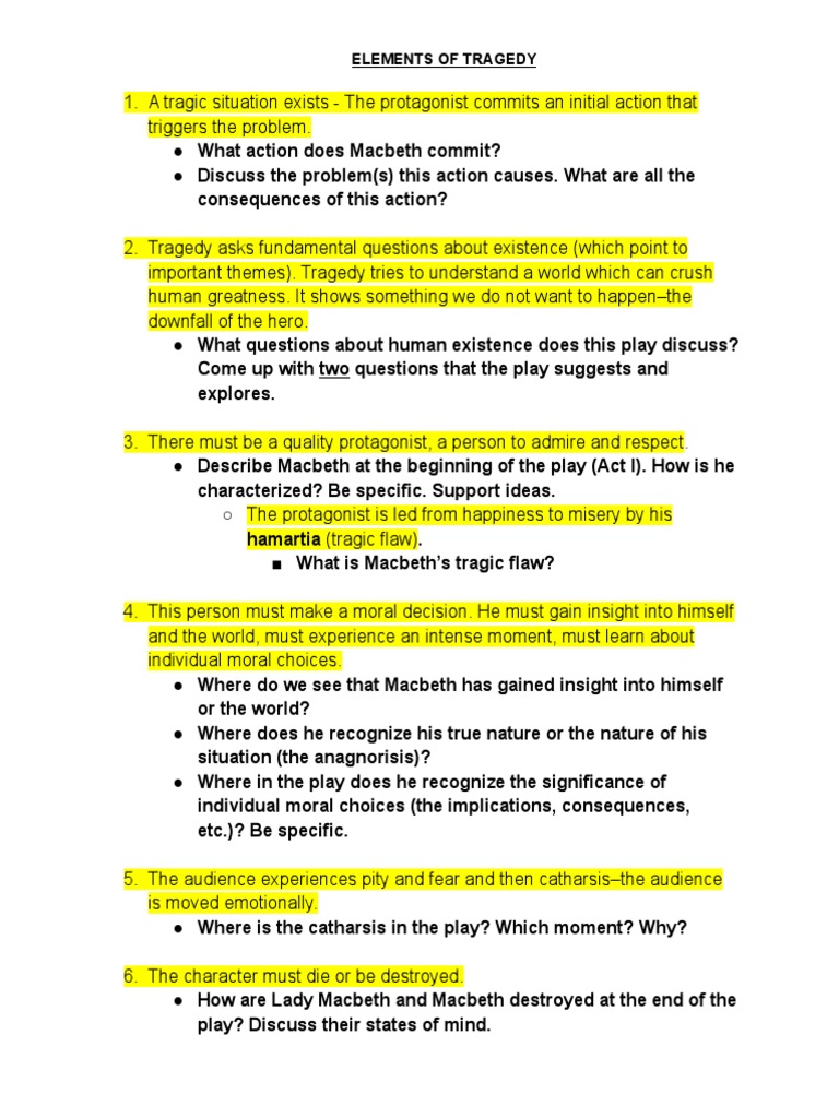 Macbeth Wrap-Up - Focus On Elements of Tragedy | PDF