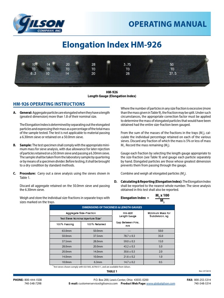 Manual Elongation Index Length Gauge | PDF | Applied And ...