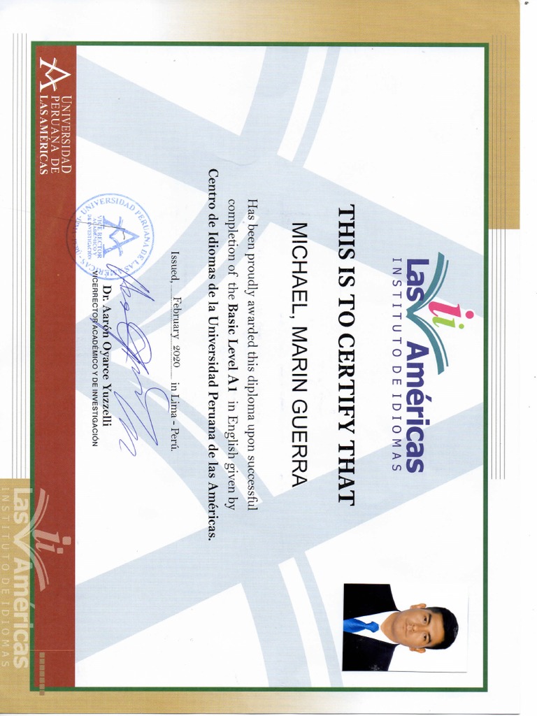 Certificado de Ingles | PDF