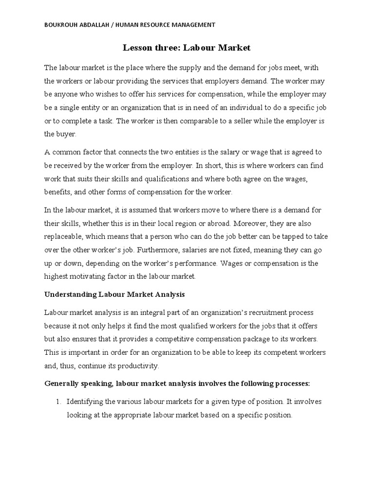 Lesson Three Labour Market | PDF | Labour Economics | Employment