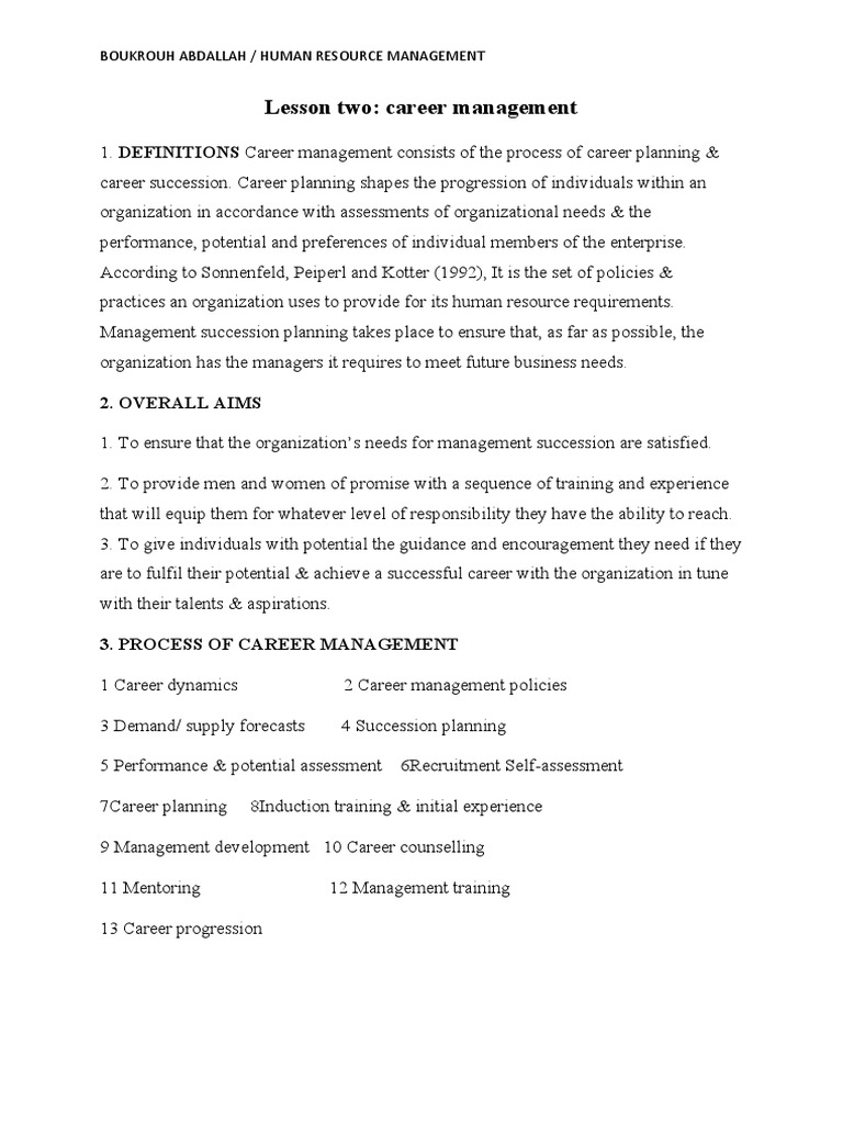 Lesson Two Career Management | PDF | Human Resource Management | Resource