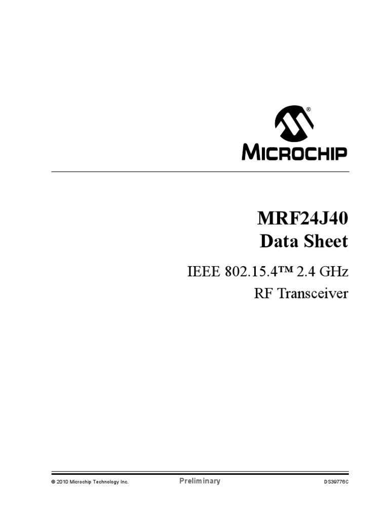 MRF24J40 Data Sheet | PDF | Telecommunications | Digital Technology