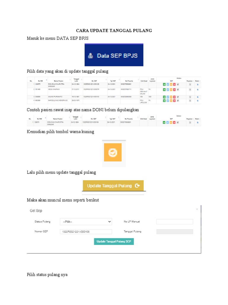 Cara Update Tanggal Pulang | PDF
