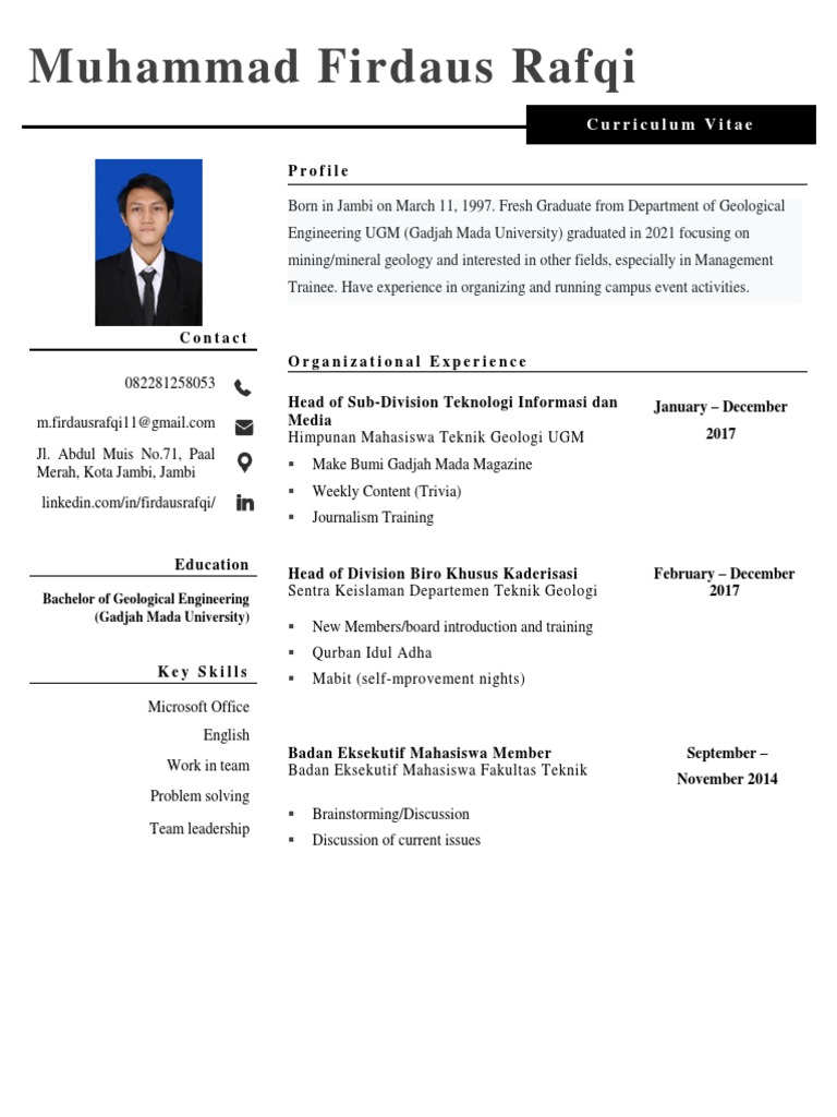 CV Muhammad Firdaus Rafqi en | PDF