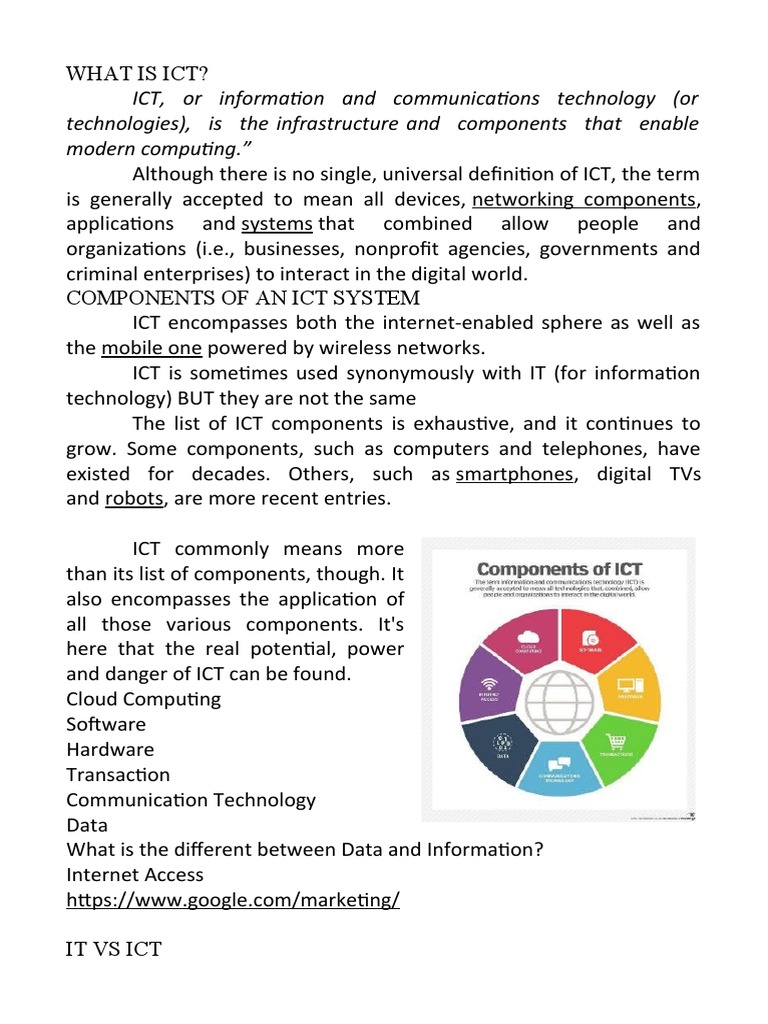 Understanding ICT and Its Components | PDF | Information Technology ...