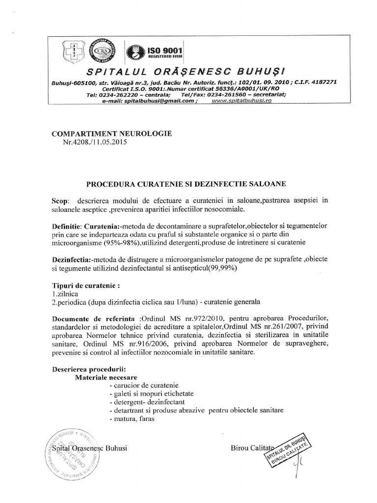 Procedura-de-curatenie-si-dezinfectie-in-saloane | PDF