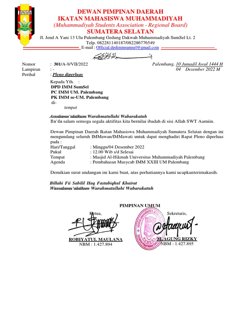 Undangan Pleno DPD Diperluas | PDF