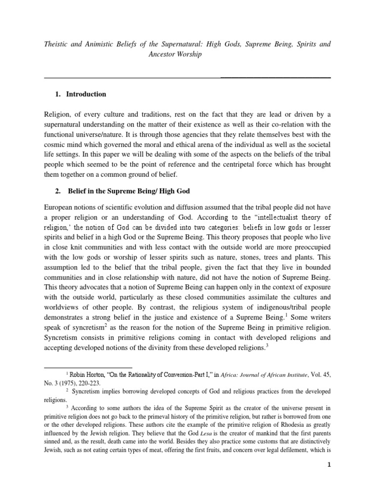 Tribal Beliefs in Supreme Beings | PDF | God | Veneration Of The Dead