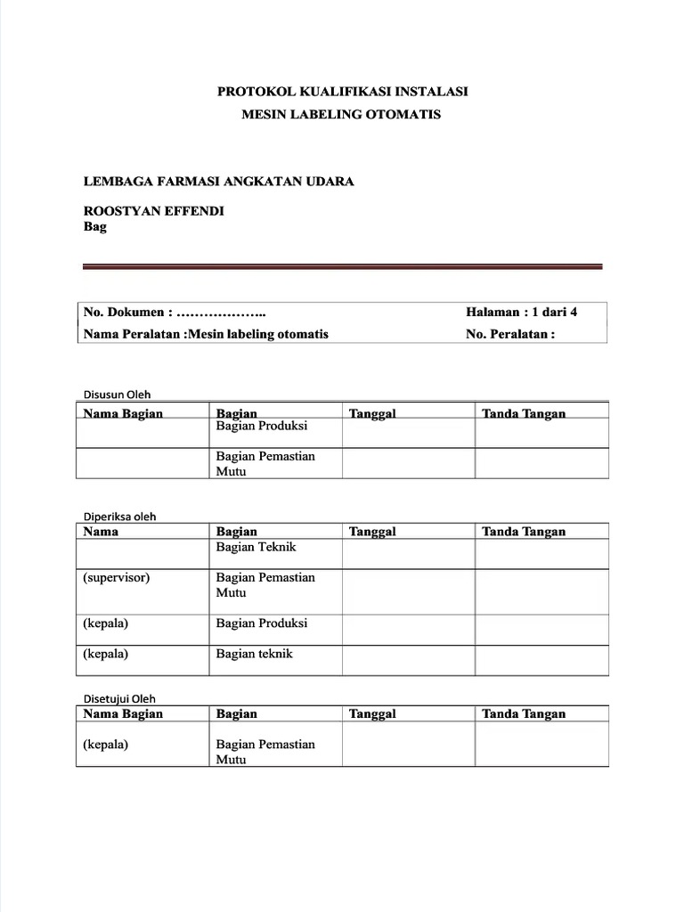 PDF Protokol Kualifikasi Instalasi - Compress | PDF
