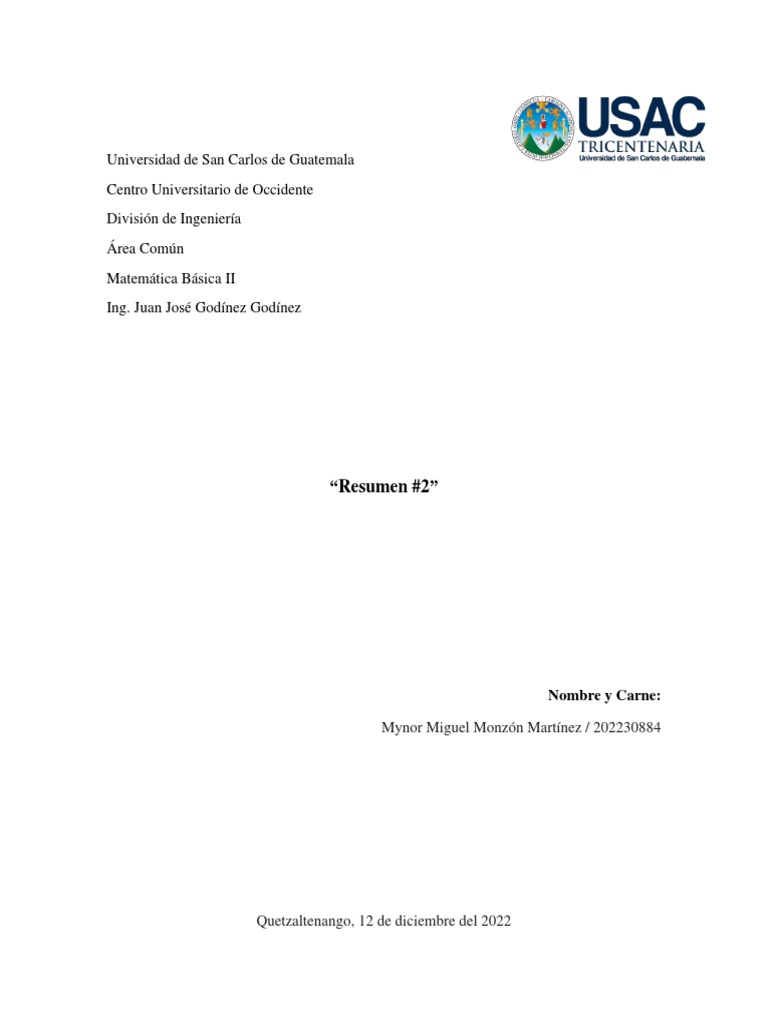 Matematica Resumen II | PDF