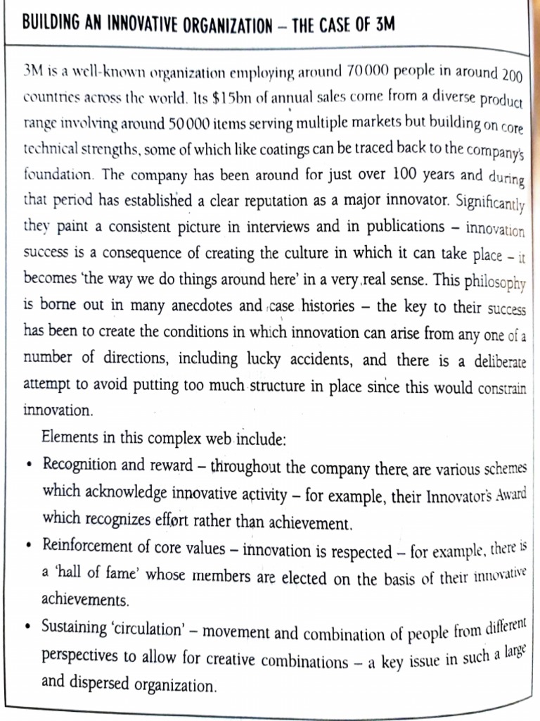 3M - Building An Innovative Organization | PDF | Innovation | Business
