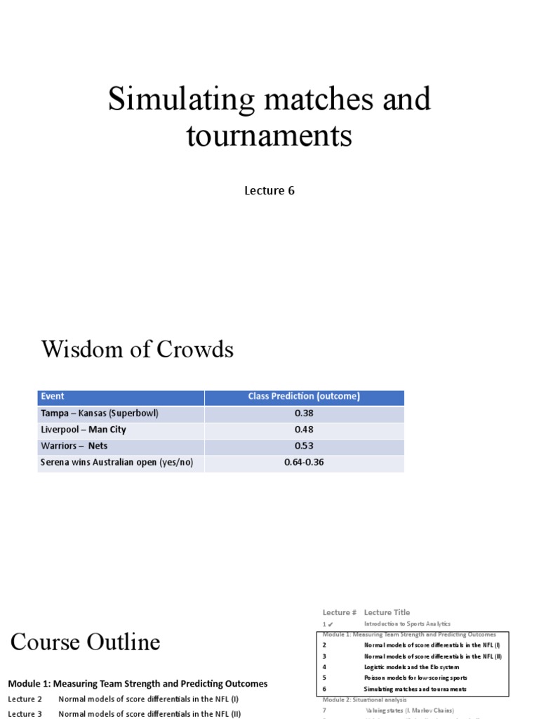 Lecture6 SimulatingTournaments | PDF | Computer Simulation | Tournament