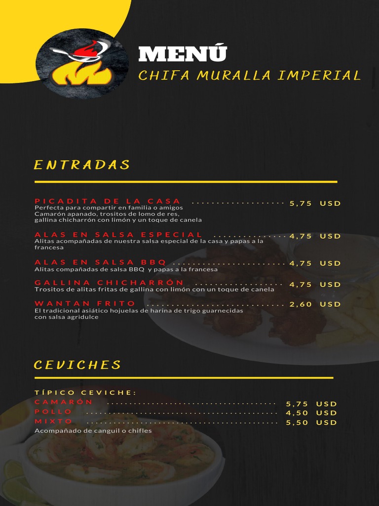 Menú - Chifa Muralla Imperial | PDF | Cerdo | ensalada