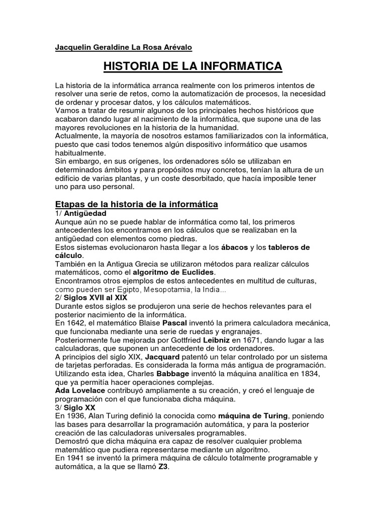 Historia de La Computación e Informática | PDF | Informática | Hardware de la computadora