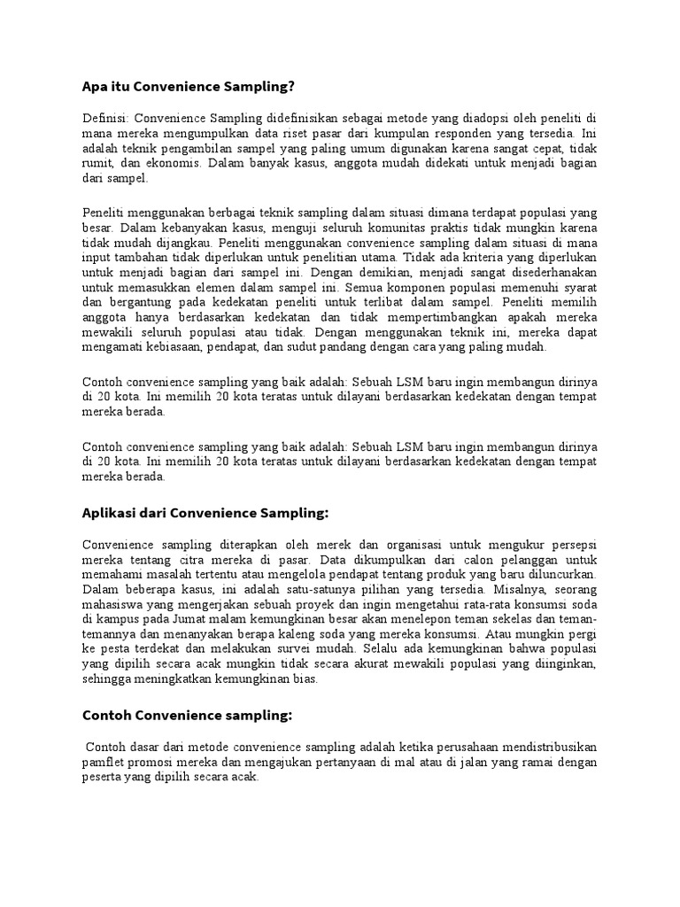 Definisi dan Contoh Convenience Sampling | PDF