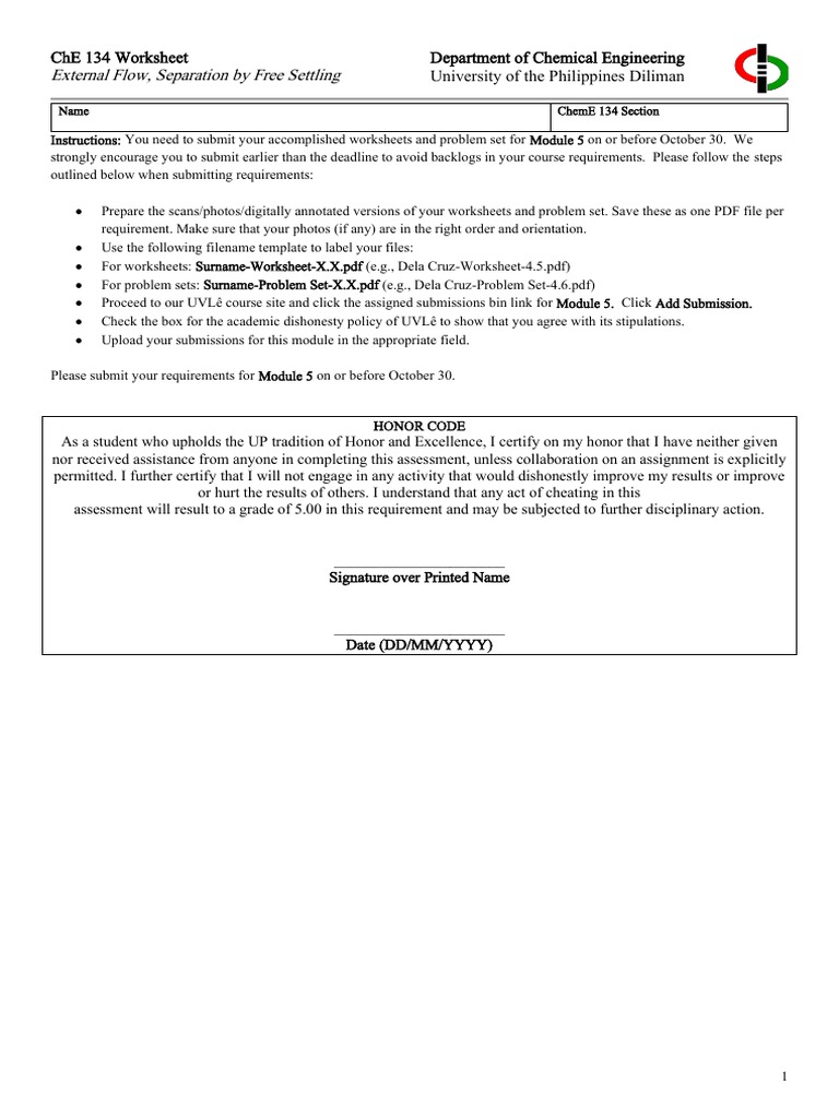 5.4 Worksheet External Flow Separation by Free Settling 2 | PDF ...