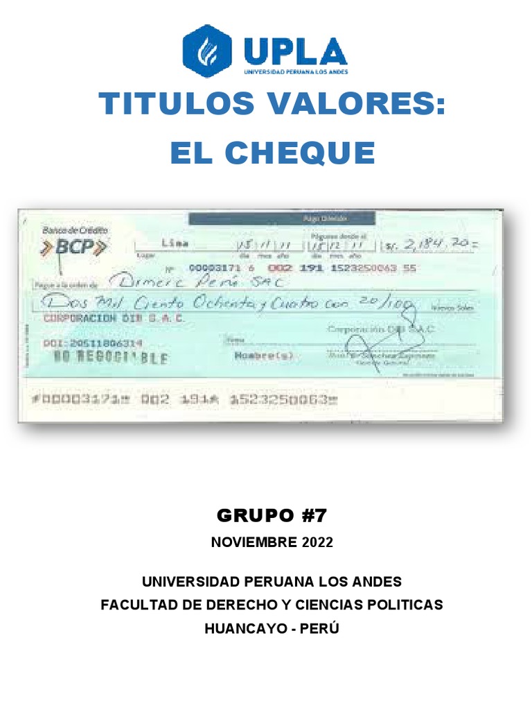 MonografÍa - El Cheque | PDF | Cheque | Bancos