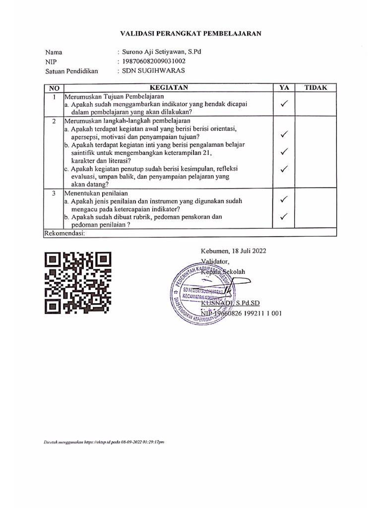 Validasi Perangkat Pembelajaran Pdf