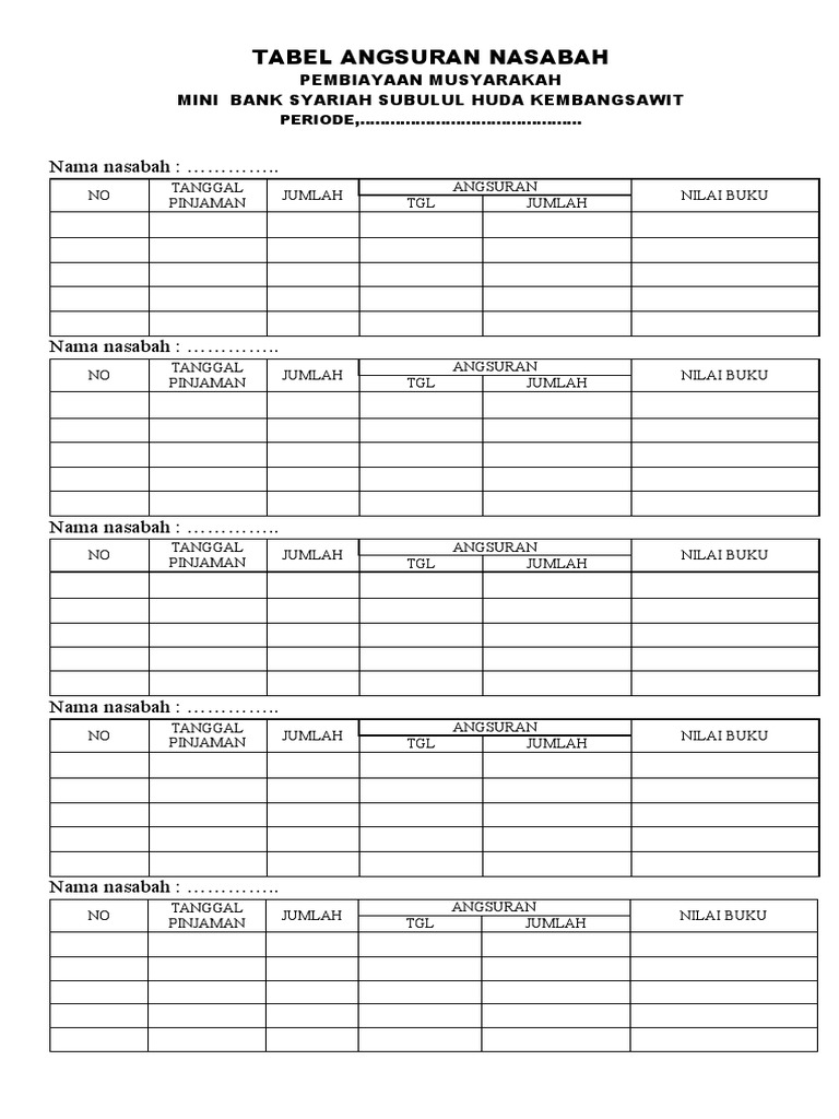 Tabel Angsuran Nasabah | PDF