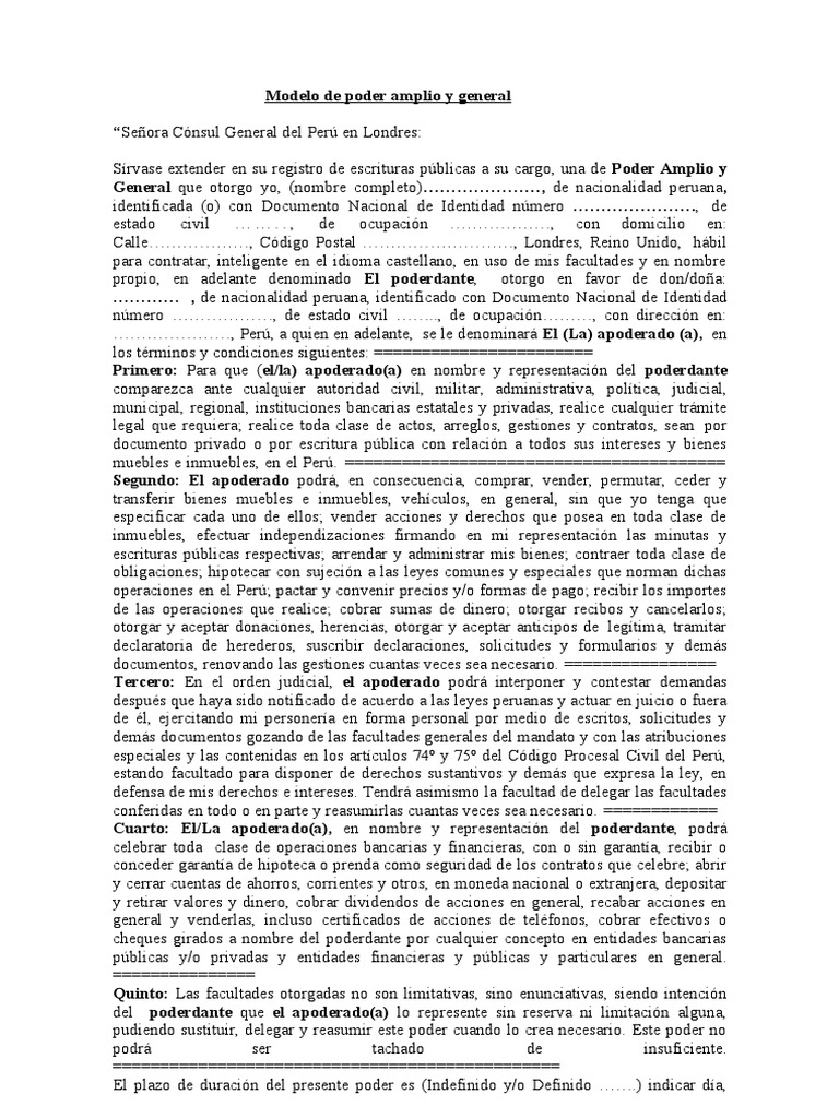 Modelo Poder Amplio y General | PDF | Perú | Bancos