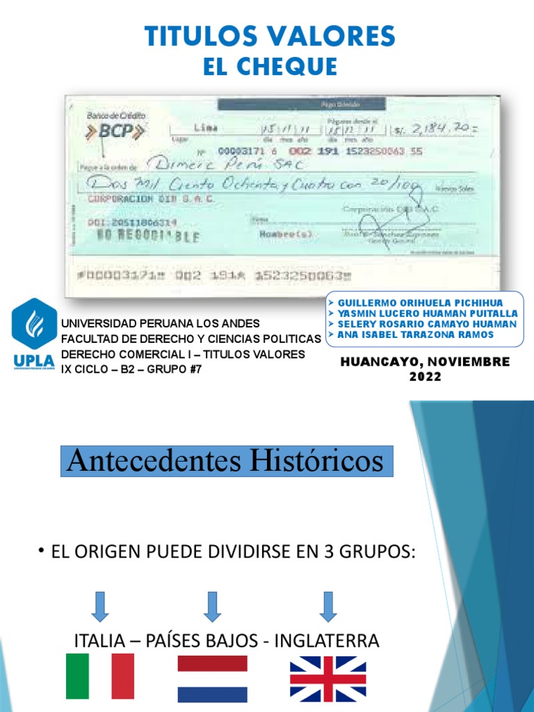 Tipos y características del cheque en Perú | PDF | Cheque | Bancos