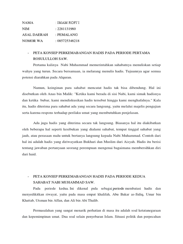 Imam Rofi'i - Hadis Konsep Perkembangan Hadis | PDF